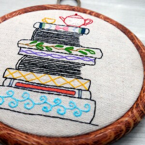 Stacks of Books Embroidery Pattern Embroidery Kit Mandala Pattern Hand ...
