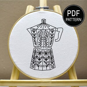 Coffee Embroidery Pattern Coffee Addict Hand Embroidery Coffe Flower ...