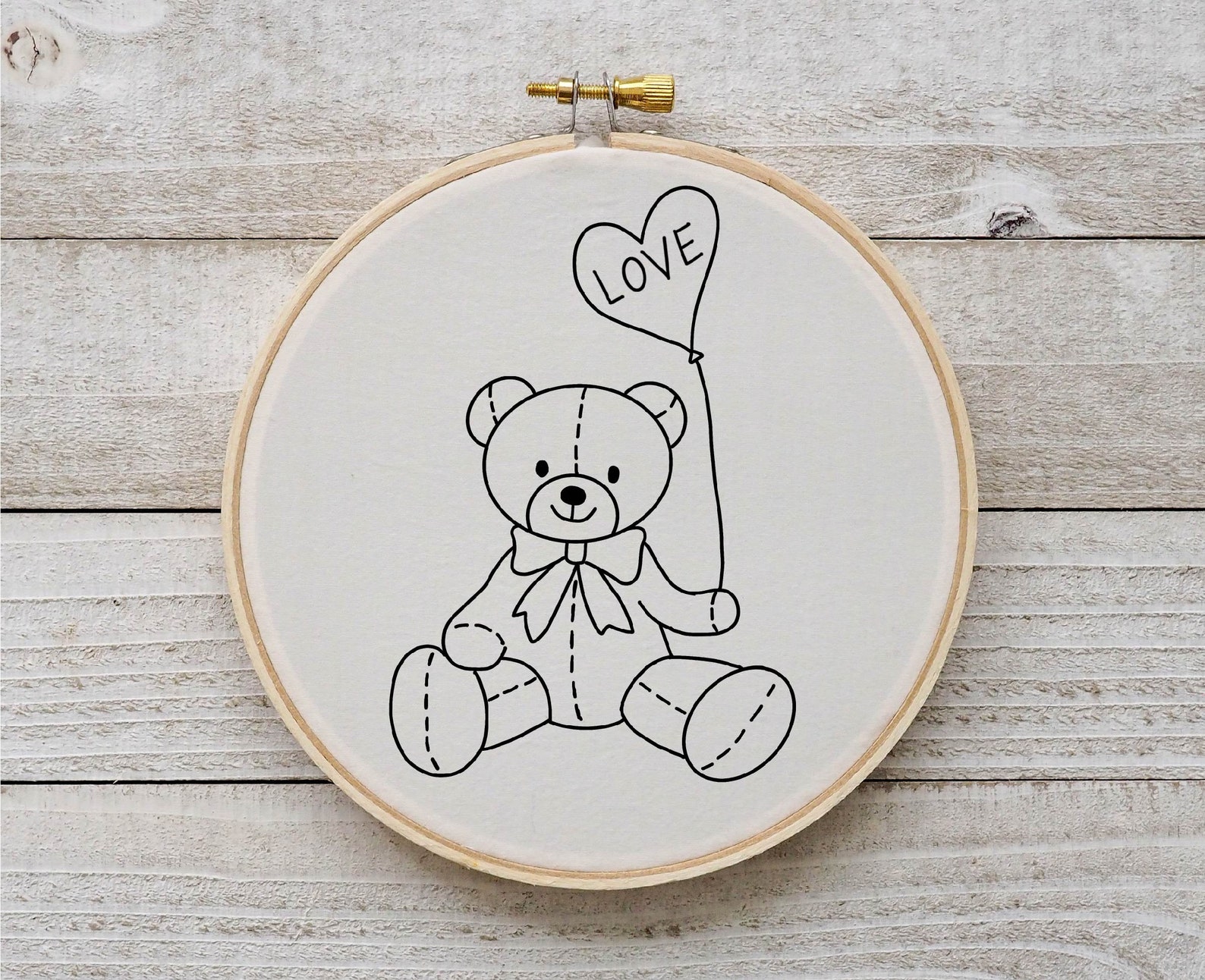 Teddy Bear Embroidery Pattern Cute Bear Hand Embroidery Pattern Kid ...