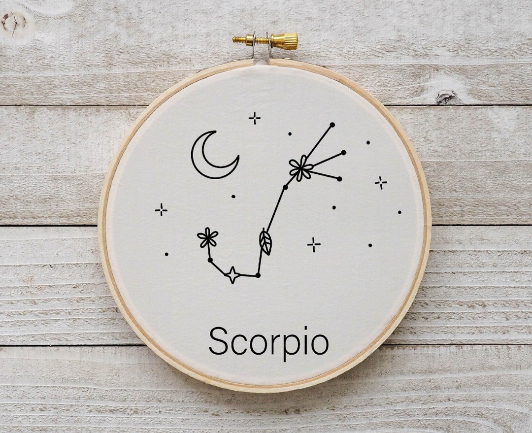 Scorpio Embroidery Pattern Zodiac Embroidery Flower Zodiac Sign Hand ...