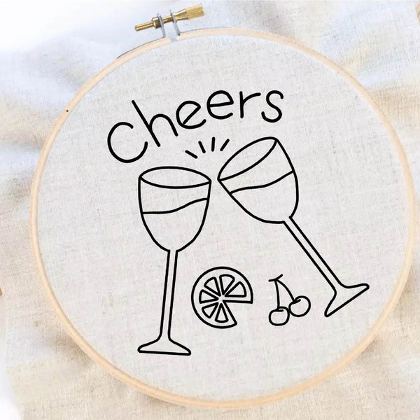 Wine Embroidery - Etsy