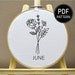 Birth Month Flower Embroidery Pattern June Flower Embroidery Rose ...