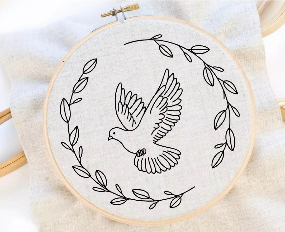 Dove Embroidery Pattern Peace Embroidery Bird Embroidery Pattern Bird ...