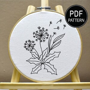 Dandelion Embroidery Pattern Flower Embroidery Bouquet Embroidery ...