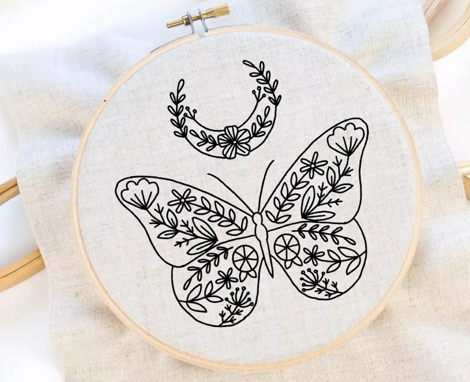 Flower Butterfly Embroidery Pattern Butterfly Folk Art Embroidery ...