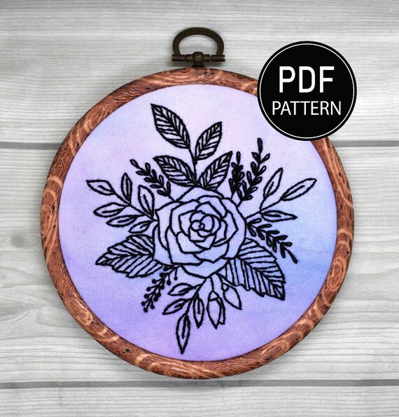Flower Embroidery Pattern Floral Line Art Embroidery Pattern | Etsy