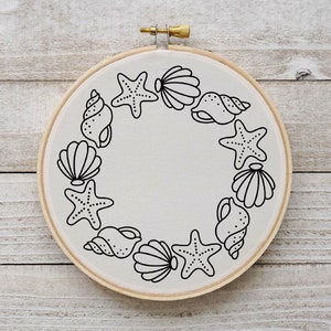Sea Shells Embroidery Pattern Summer Embroidery Pattern Sea Hand ...