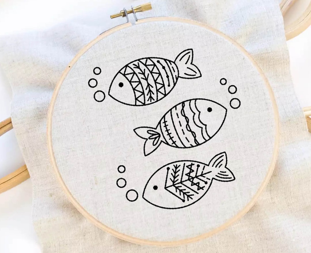 Cute Fish Embroidery Pattern Fish Sampler Embroidery Pattern Stitches ...