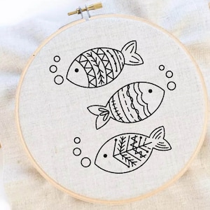 Cute Fish Embroidery Pattern Fish Sampler Embroidery Pattern Stitches ...