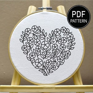 Love Hand Embroidery Pattern Love Flower Embroidery Valentine Hand ...