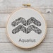 Aquarius Embroidery Pattern Zodiac Embroidery Flower Zodiac Hand ...