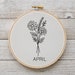 Birth Month Flower Embroidery Pattern April Flower Embroidery Daisy ...