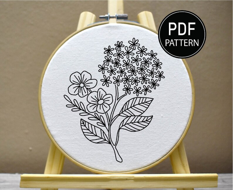Hydrangea Embroidery Pattern Bouquet Embroidery Flower - Etsy