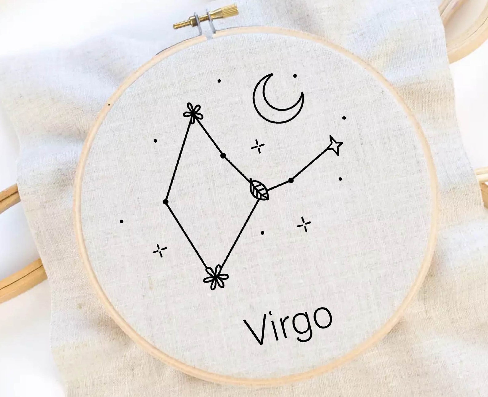Virgo Embroidery Pattern Zodiac Embroidery Flower Zodiac Sign - Etsy