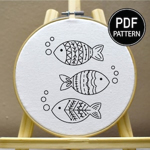 Cute Fish Embroidery Pattern Fish Sampler Embroidery Pattern Stitches ...