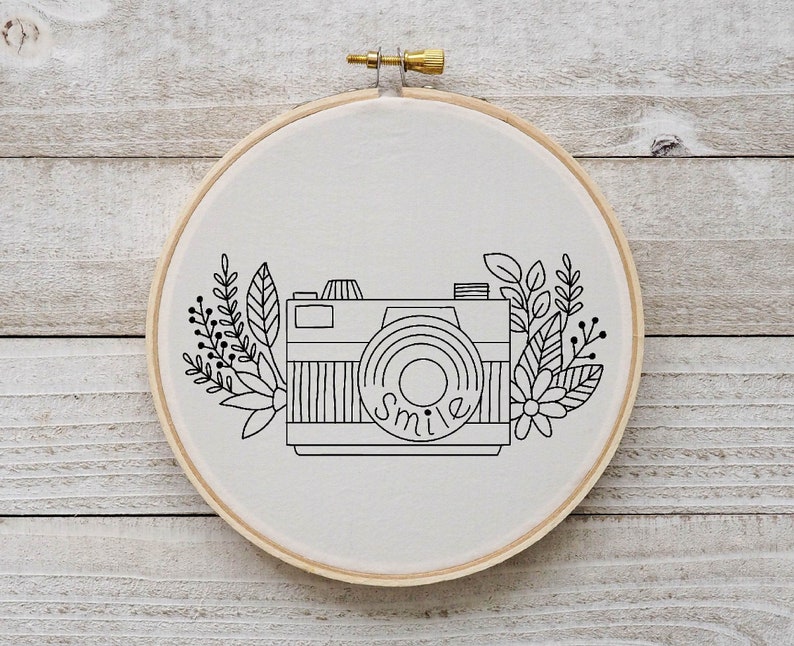 Smile Camera Embroidery Pattern Words Embroidery Pattern Camera Pattern ...