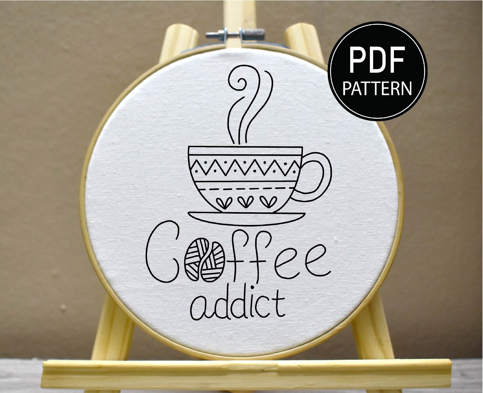 Coffee Embroidery Pattern Coffee Addict Hand Embroidery Cup - Etsy