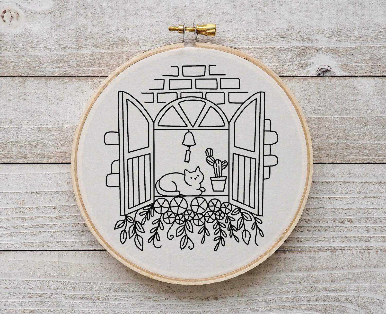 Cat Embroidery Pattern Cat Flower Embroidery Window and Cat Embroidery ...