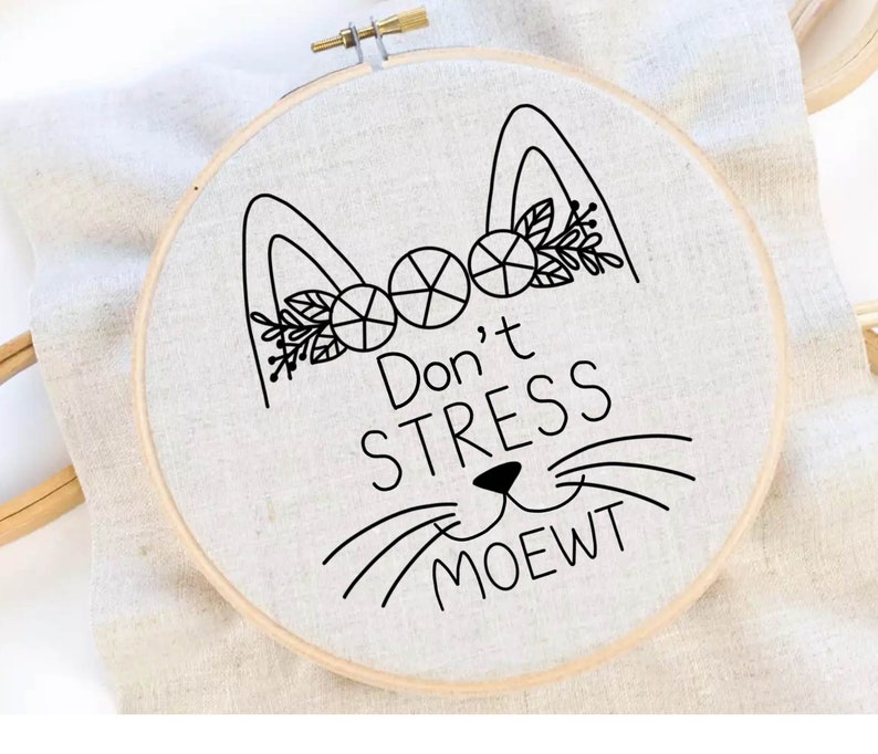 Cat Embroidery Pattern Puns Embroidery Cat and Flower - Etsy