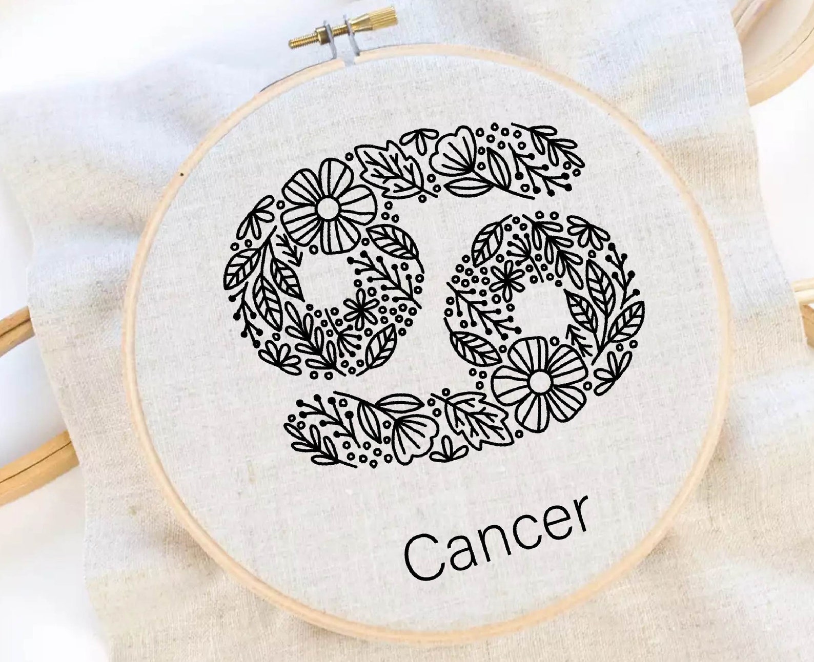 Cancer Embroidery Pattern Zodiac Embroidery Flower Zodiac Hand ...