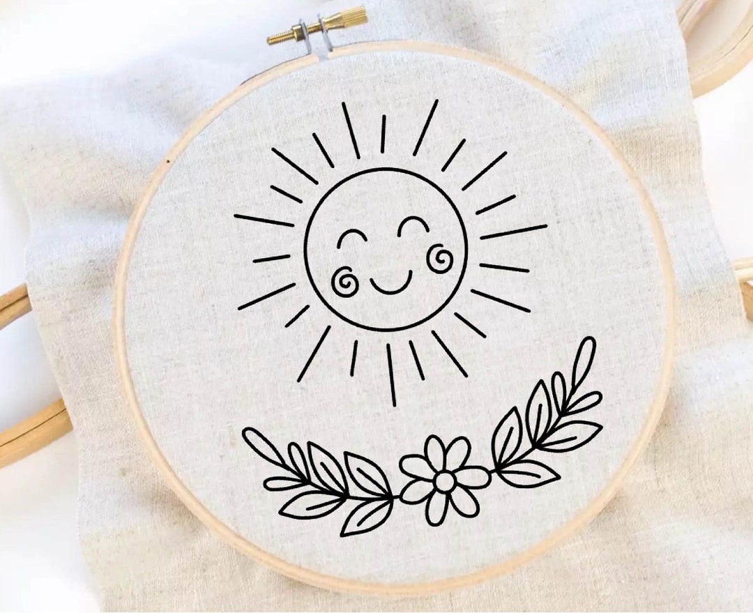 Cute Sun Embroidery Pattern Sunny Embroidery Sunshine Embroidery ...