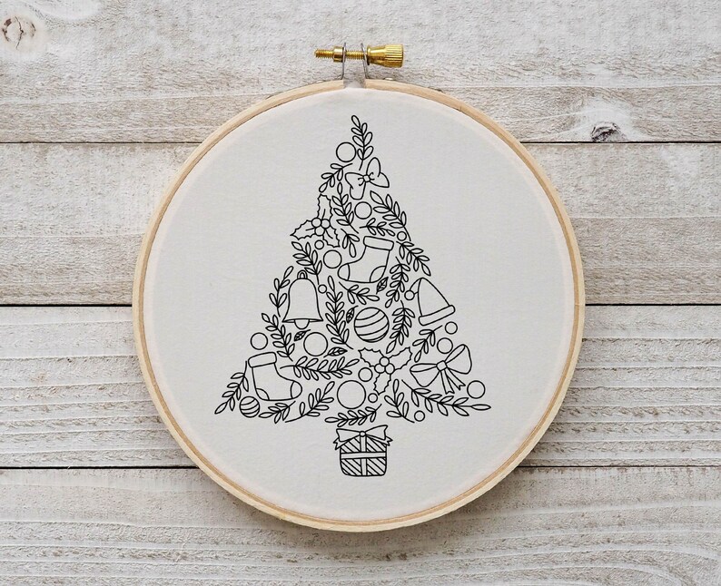 Christmas Tree Embroidery Pattern Christmas Hand Embroidery - Etsy