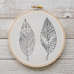 Boho Feather Embroidery Pattern Boho Embroidery Pattern - Etsy