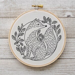 Fox Embroidery Pattern Floral Embroidery Pattern Fox Hand Embroidery ...
