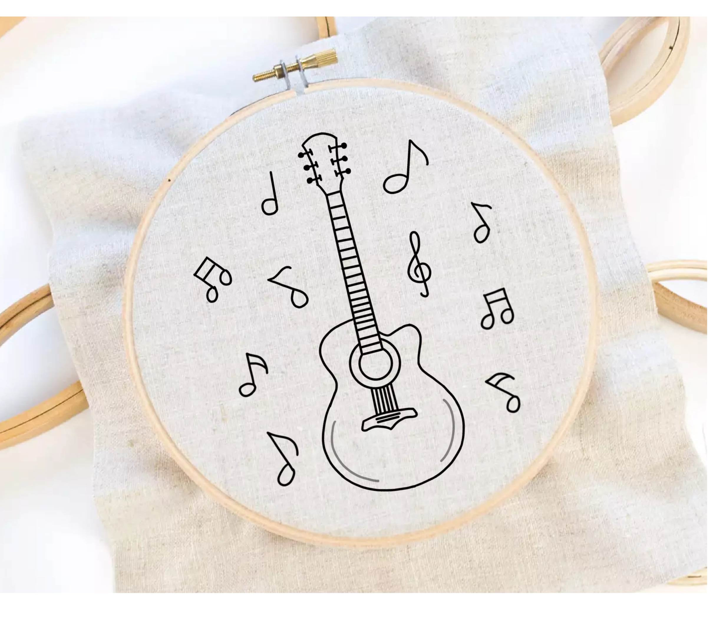Guitar Embroidery Pattern Music Embroidery Musical Instrument ...