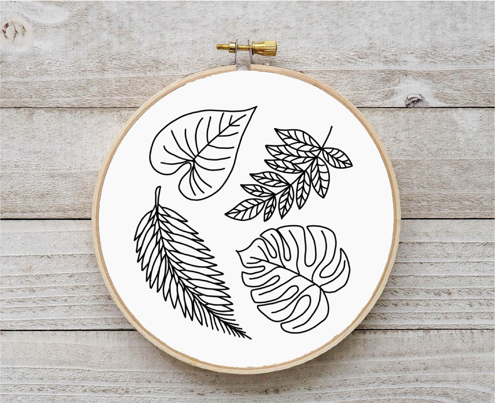 Leaves Hand Embroidery Pattern Botanical Embroidery Leaf - Etsy