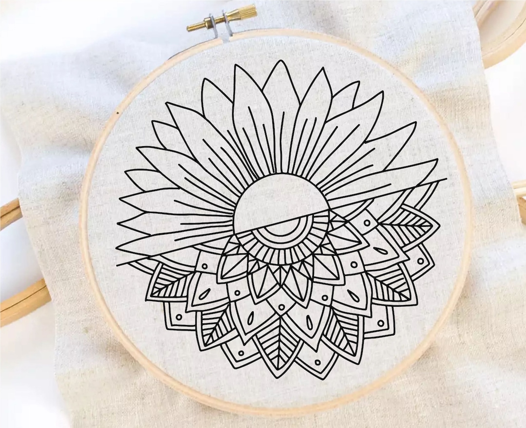 Sunflower Mandala Embroidery Pattern Flower Hand Embroidery Pattern ...
