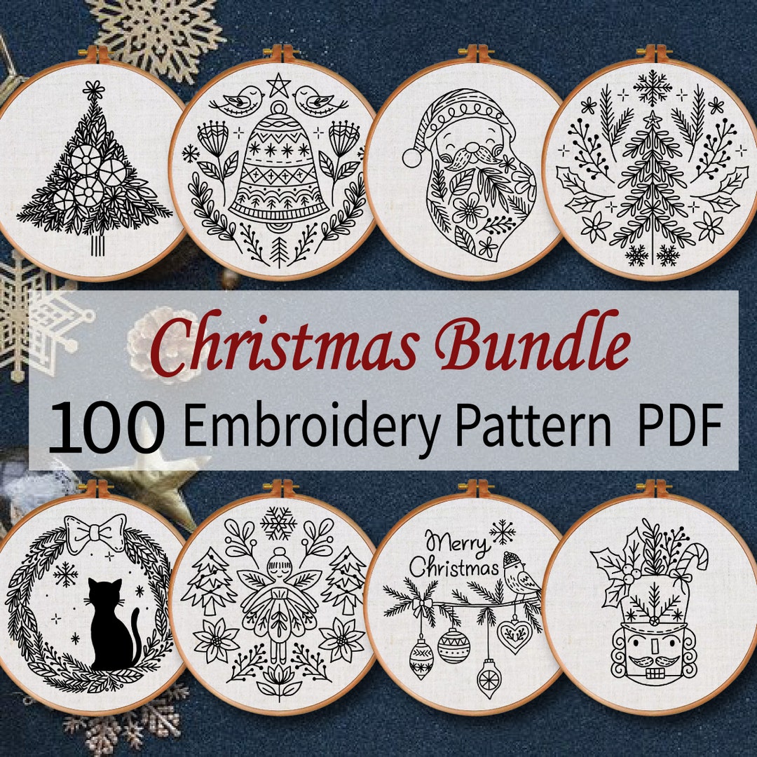 Christmas Mega Bundle, Christmas Hand Embroidery Pattern Bundle, Snowy ...