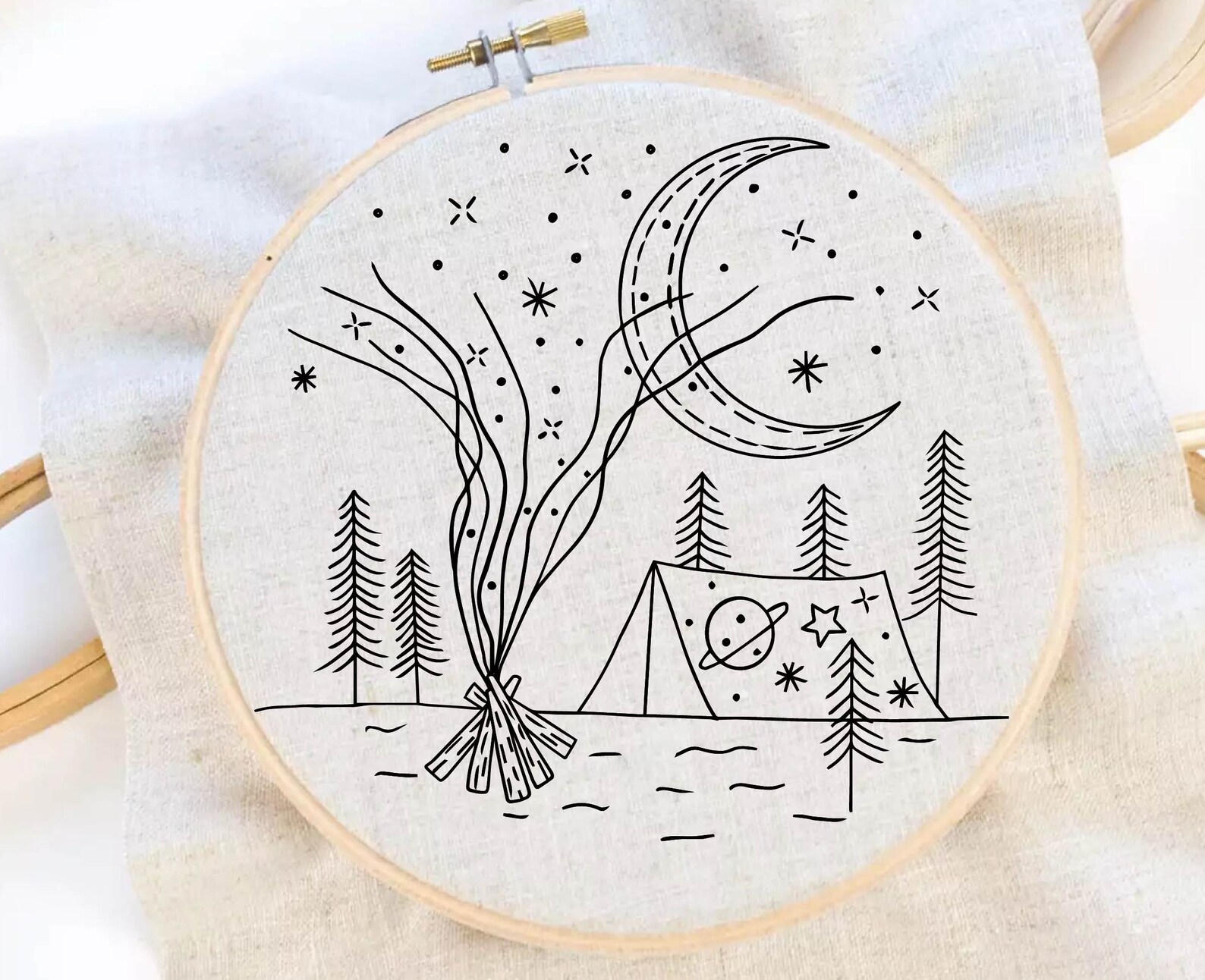 Camping Embroidery Pattern Galaxy Embroidery Camping Night - Etsy