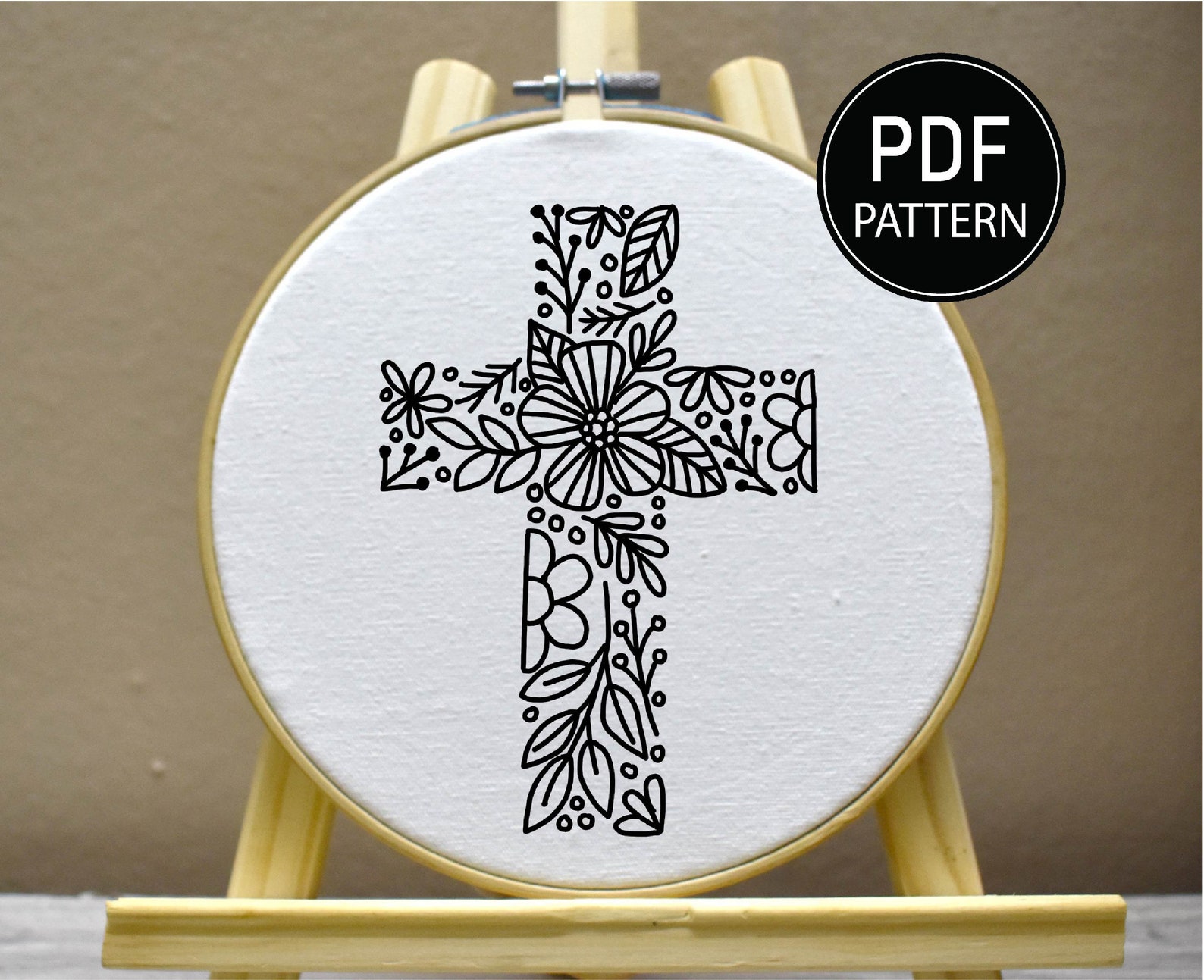 Flower Cross Embroidery Pattern Christian Embroidery Pattern - Etsy