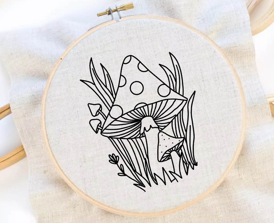Mushroom Embroidery Pattern Fungi Embroidery Mushroom Garden Pattern ...