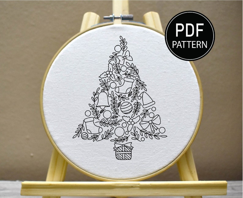 Christmas Tree Embroidery Pattern Christmas Hand Embroidery - Etsy