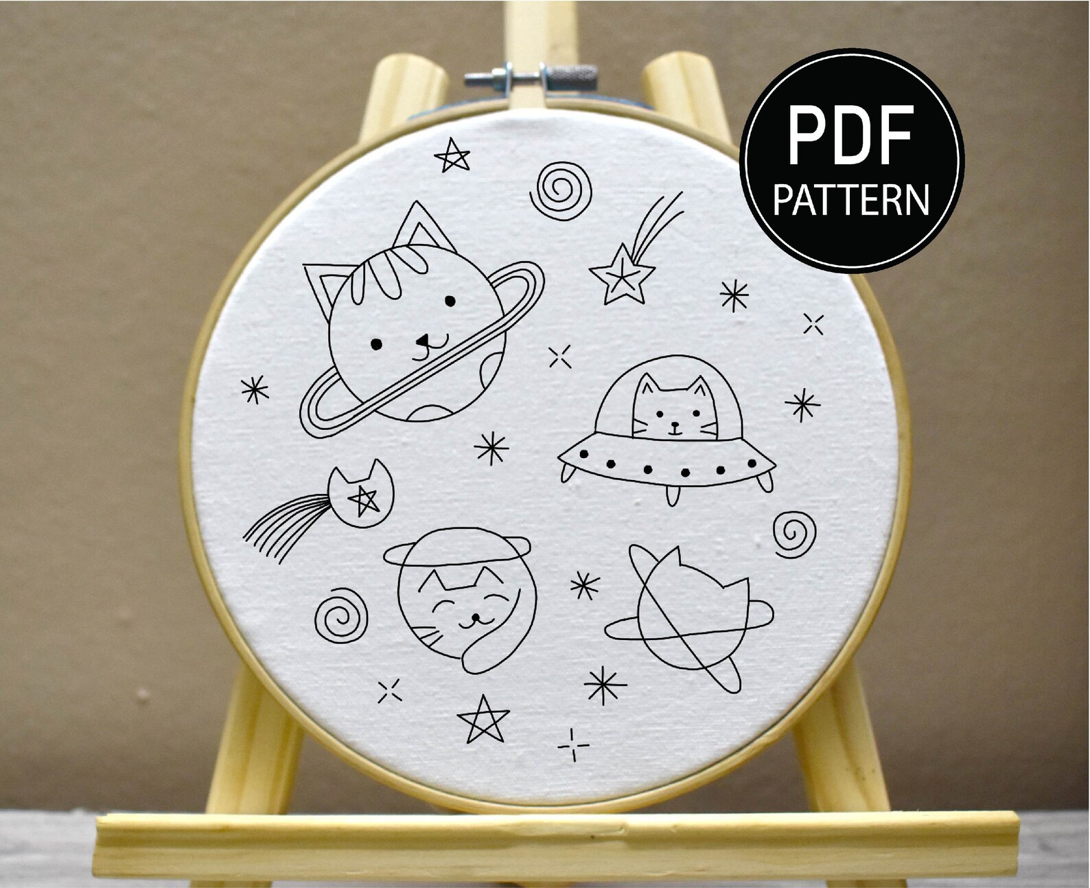 Cat Planet Embroidery Pattern Cat Embroidery Pattern Galaxy - Etsy