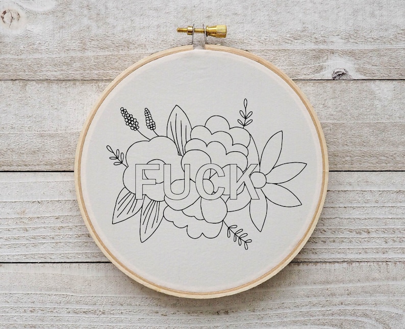 F*uk Flower Embroidery Pattern -FUCK Patten Embroidery Flower ...