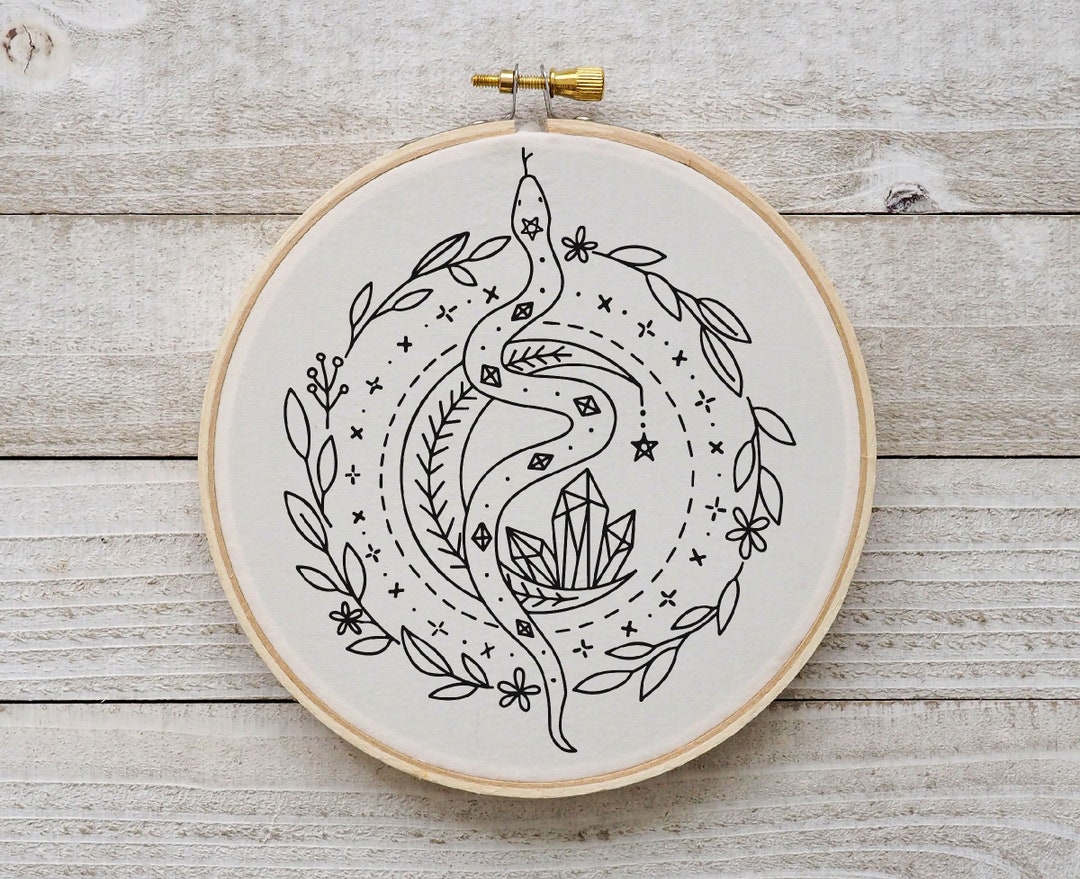 Snake Embroidery Pattern Whimsical Embroidery Crystal Pattern Snake ...