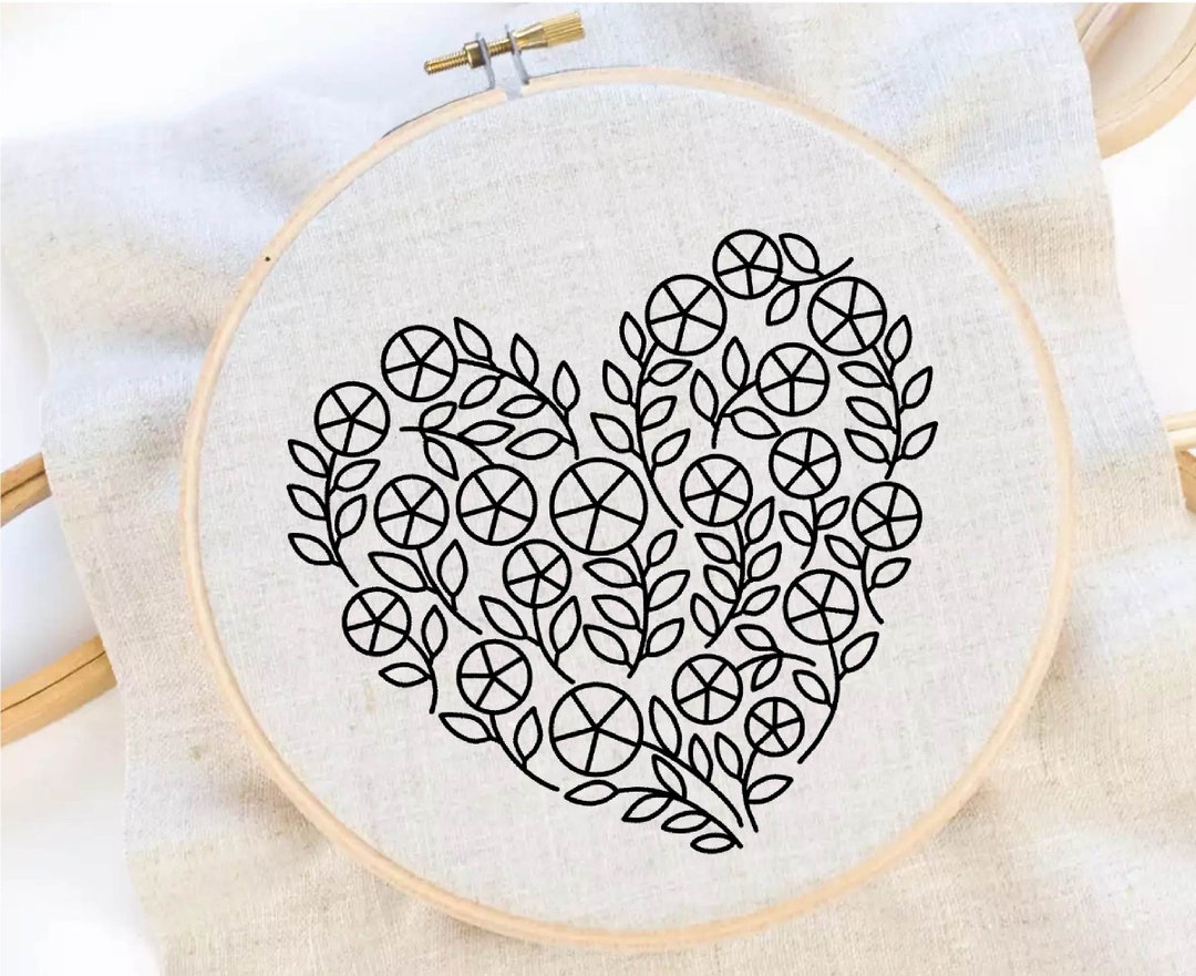 Love Hand Embroidery Pattern Love Flower Embroidery Valentine Hand ...