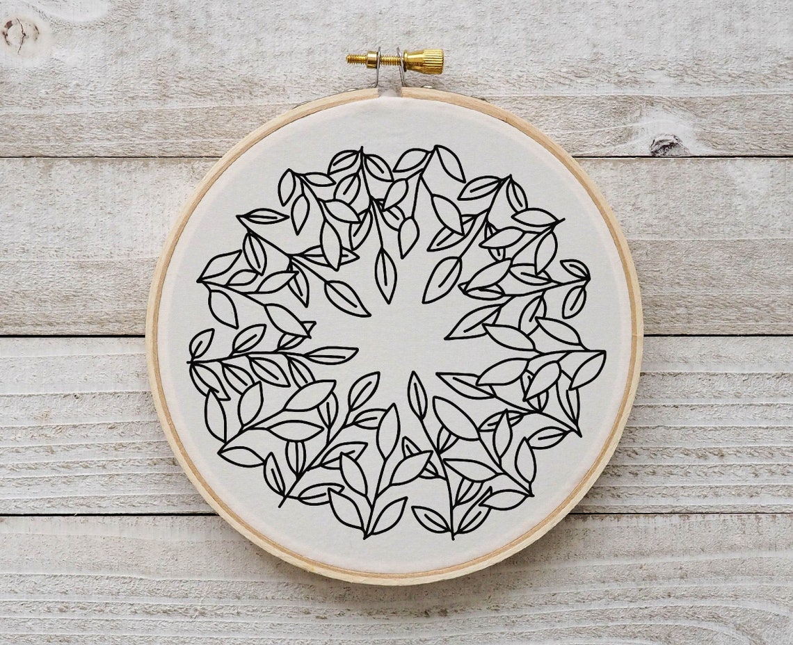 Green Leaf Embroidery Pattern Leaf Line Art Embroidery Plant - Etsy