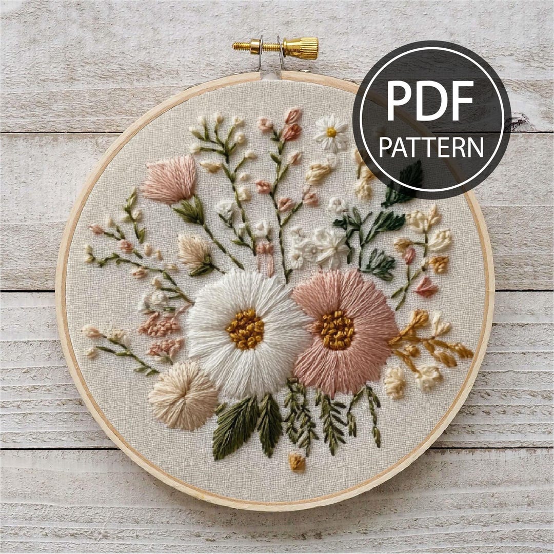 Flower Embroidery Pattern Flower Bouquet Embroidery Floral Embroidery ...