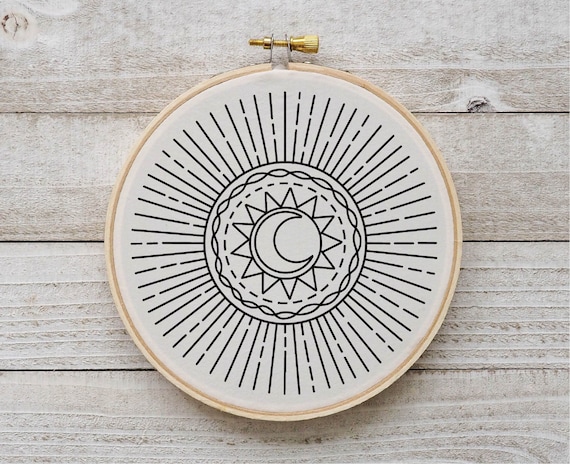 Sun Moon Embroidery Pattern Moon Embroidery Celestial - Etsy
