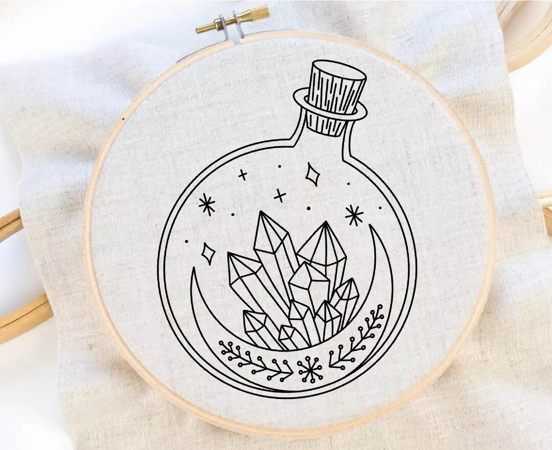 Crystal Embroidery Pattern Moon Embroidery Jar Embroidery Pattern ...