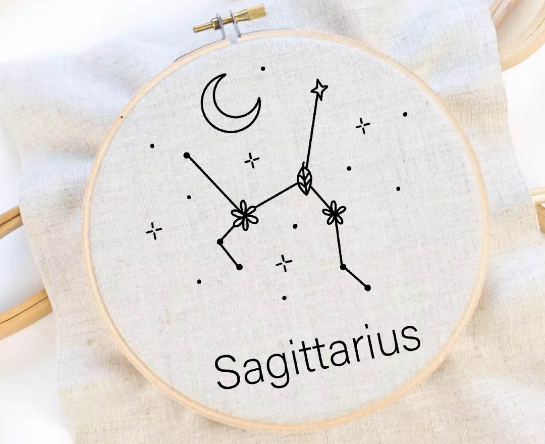 Sagittarius Embroidery Pattern Zodiac Embroidery Flower Zodiac Sign ...