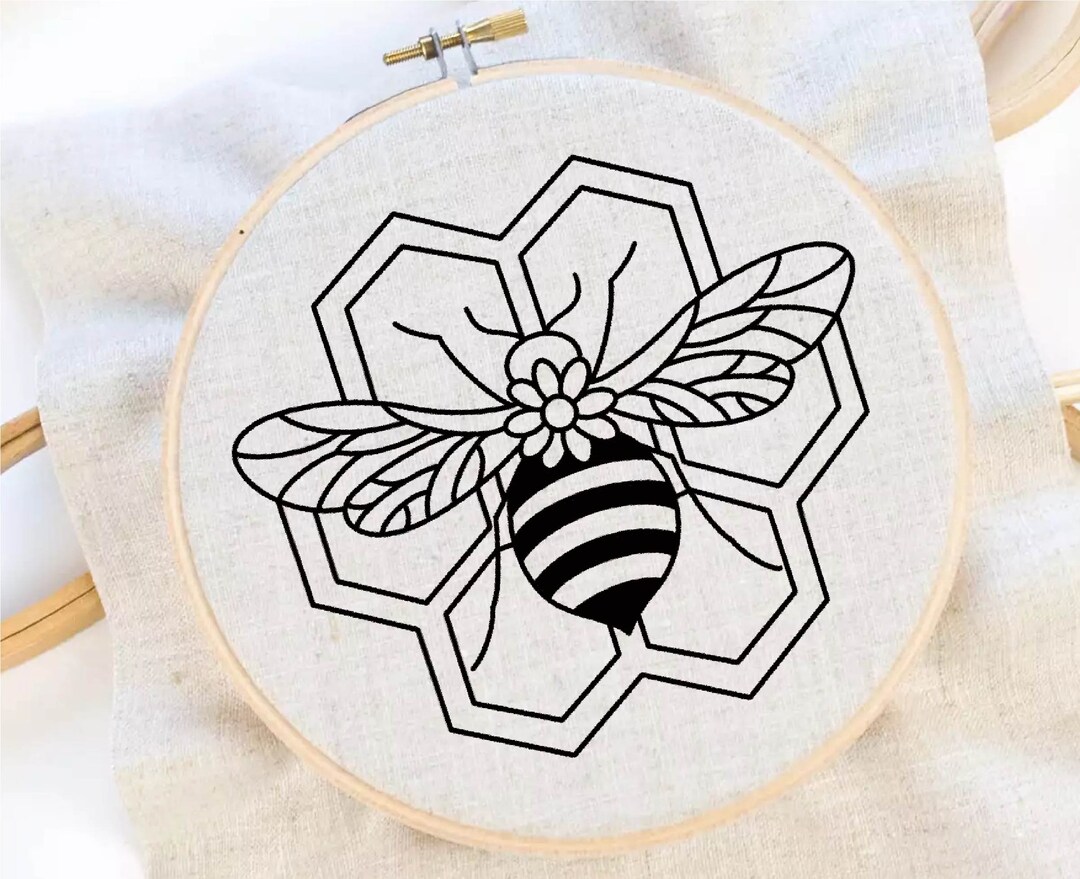 Bee Embroidery Pattern Bee Hive Embroidery Pattern Insect Embroidery ...
