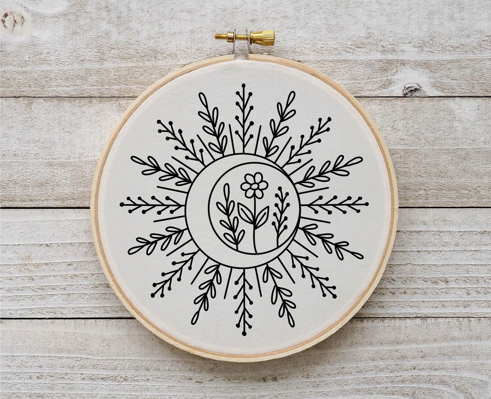 Sun Moon Embroidery Pattern Moon Flower Embroidery Celestial - Etsy