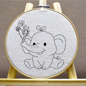 Baby Elephant Embroidery Pattern Cute Elephant Hand Embroidery Pattern ...