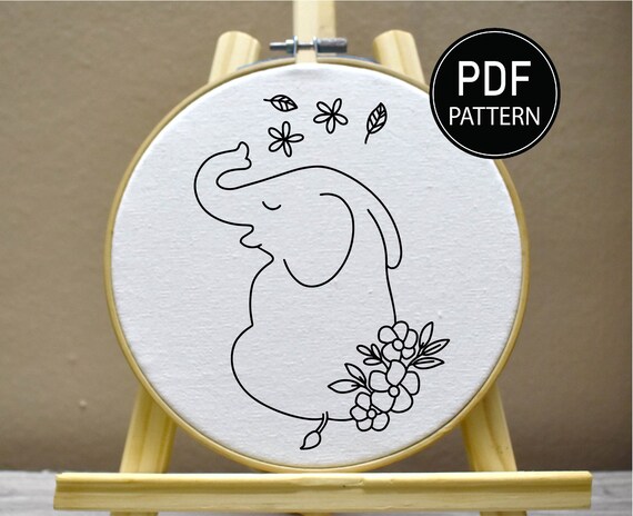 Elephant Embroidery Pattern Nursery Embroidery Pattern Animal - Etsy