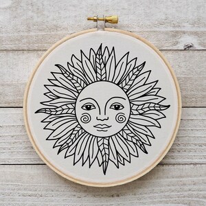 Sun Embroidery Pattern Sunflower Embroidery Celestial Embroidery ...